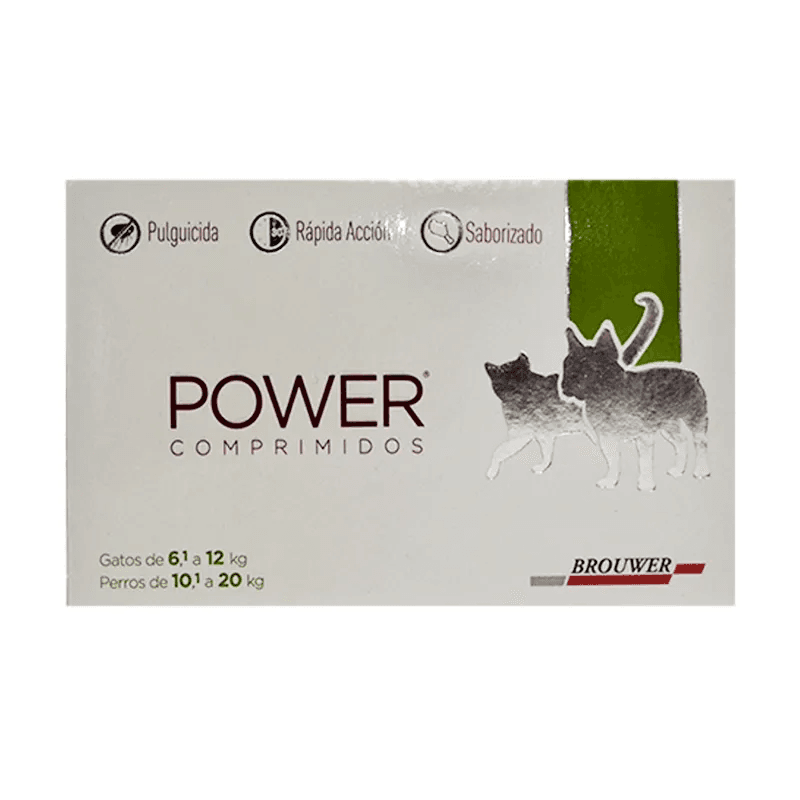 Power Comprimidos Antipulgas Perros 10 A 20 Kg y Gatos 6 A 12 Kg 1400mg ...